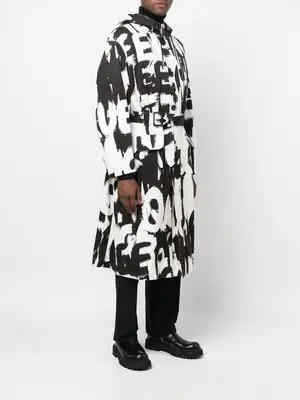 Alexander McQueen All-over Logo Print Cotton Parka