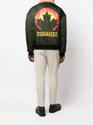 Dsquared2 Bomber Jacket With Faux Shearling Trim - Green
