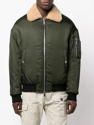 Dsquared2 Bomber Jacket With Faux Shearling Trim - Green