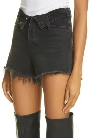 Alexander Wang Bite Flip High Waist Cutoff Denim Shorts