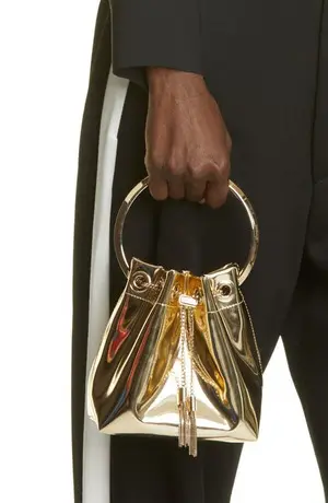 JIMMY CHOO Bon Bon Top Handle Bucket Bag - Gold
