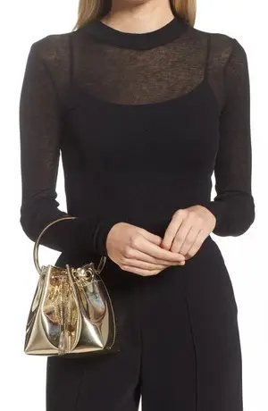JIMMY CHOO Bon Bon Top Handle Bucket Bag - Gold