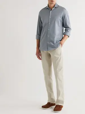 Loro Piana Andrew Cotton Oxford Shirt - Blue