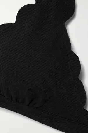 Marysia Spring Scalloped Halterneck Bikini Top - Black