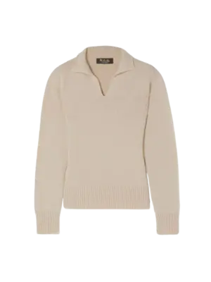 Loro Piana Cashmere Polo Sweater Cream