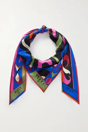 Emilio Pucci Printed Silk-twill Scarf Blue