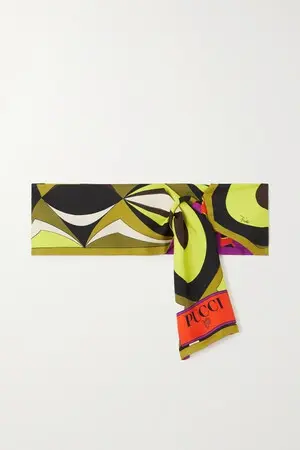 Emilio Pucci Printed Silk-twill Scarf Green