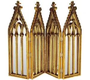VALERIE PARR HILL As Is Antiqued Cathedral 4-panel Mirror Valerie - One-color