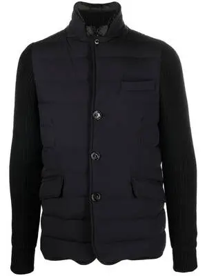 MOORER Button-up Padded Down Jacket - Blue
