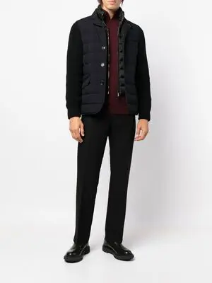 MOORER Button-up Padded Down Jacket - Blue
