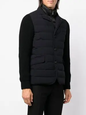 MOORER Button-up Padded Down Jacket - Blue