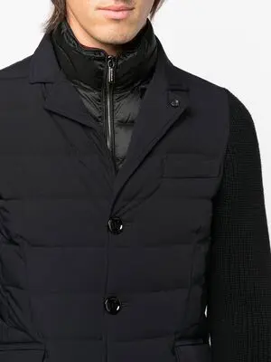 MOORER Button-up Padded Down Jacket - Blue