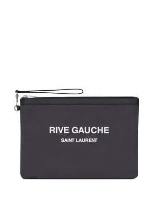 Saint Laurent Logo-print Zipped Pouch - Grey