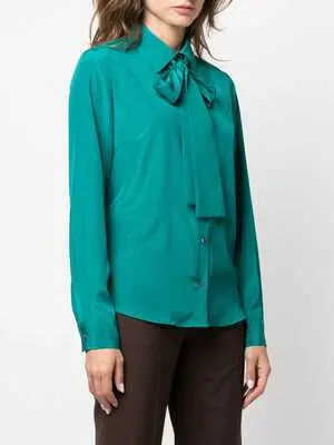 P.a.r.o.s.h Pussy-bow Collar Button Down Blouse - Green