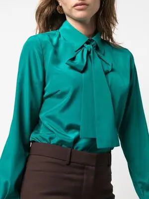 P.a.r.o.s.h Pussy-bow Collar Button Down Blouse - Green