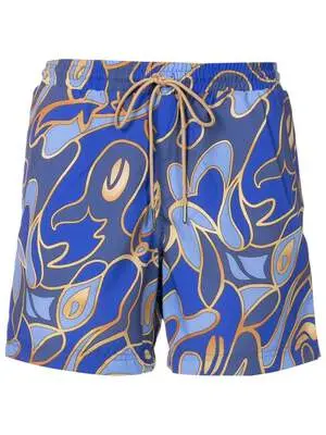 LYGIA & NANNY Abstract-print Drawstring Swim Trunks - Blue