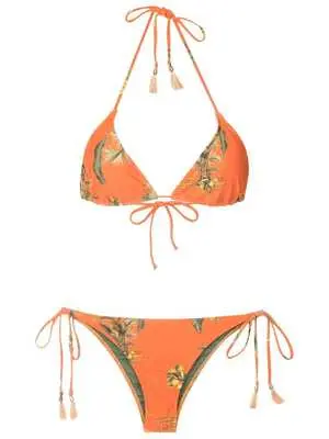 LYGIA & NANNY Maya Floral-print Bikini Top - Orange