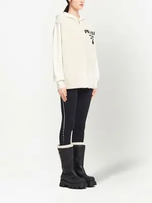 Prada Logo-intarsia Shearling Hoodie