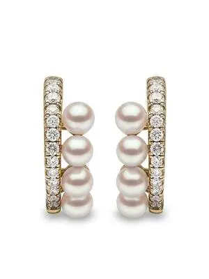 Yoko London 18kt Yellow Akoya Pearl And Diamond Hoop Earrings - Gold