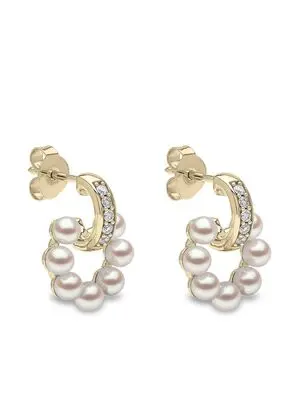 Yoko London 18kt Yellow Akoya Pearl And Diamond Hoop Earrings - Gold