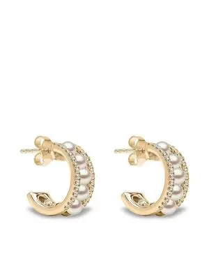 Yoko London 18kt Yellow Akoya Pearl And Diamond Hoop Earrings - Gold