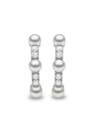 Yoko London 18kt White Gold Akoya Pearl And Diamond Hoop Earrings - Silver