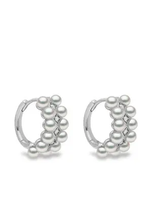 Yoko London 18kt White Gold Eclipse Akoya Pearl And Diamond Hoop Earrings - Silver
