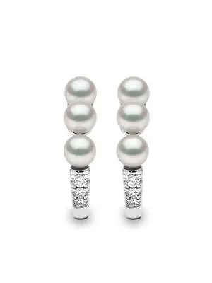 Yoko London 18kt White Gold Eclipse Akoya Pearl And Diamond Hoop Earrings - Silver