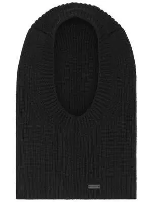 Saint Laurent Large Ribbed Wool Balaclava - Black