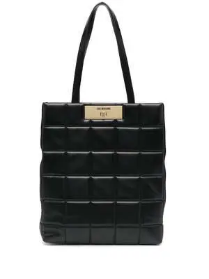 Moschino Quilted Logo Plaque Tote Bag