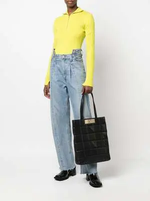 Moschino Quilted Logo Plaque Tote Bag