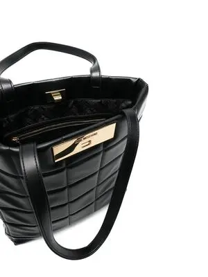 Moschino Quilted Logo Plaque Tote Bag