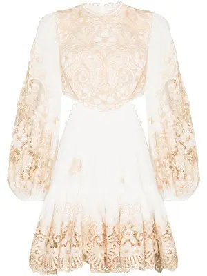 Zimmermann Floral-print Cut-out Minidress - White