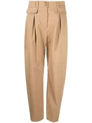 Alberta Ferretti High-waisted Tapered Trousers - Neutrals