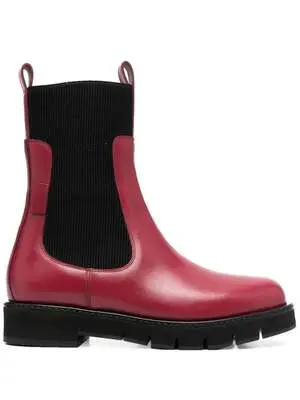 FERRAGAMO Leather Chelsea Boots - Red