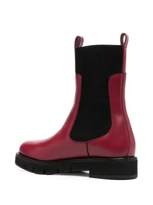 FERRAGAMO Leather Chelsea Boots - Red