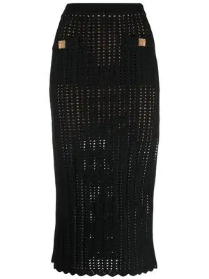 SELF-PORTRAIT High-waist Crochet-knit Skirt