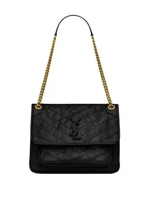 Saint Laurent Niki Logo-lettering Shoulder Bag - Black