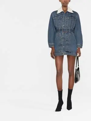 DIESEL® Belted Denim Long-sleeve Dress