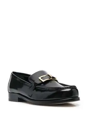 SERGIO ROSSI Buckled Leather Loafers - Black