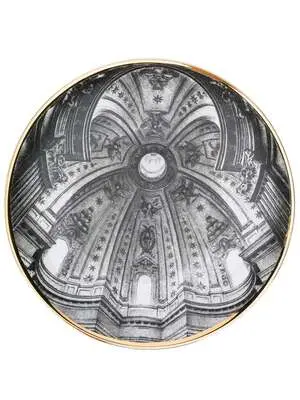FORNASETTI Cupola Sant'ivo Alla Sapienza-print Wall Plate - Black