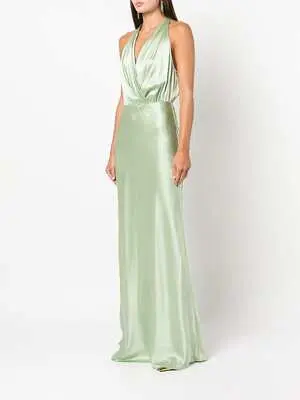 Michelle Mason Draped Halterneck Gown - Green