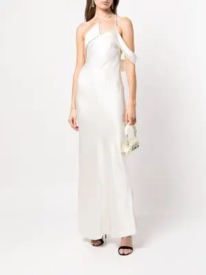 Michelle Mason Bias-cut One-shoulder Gown - White