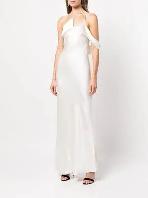 Michelle Mason Bias-cut One-shoulder Gown - White