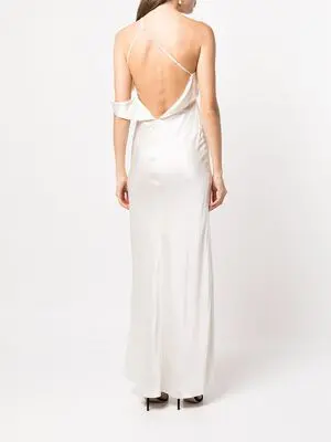 Michelle Mason Bias-cut One-shoulder Gown - White