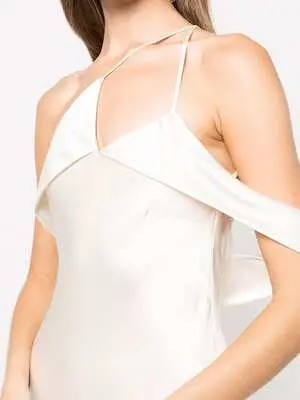 Michelle Mason Bias-cut One-shoulder Gown - White