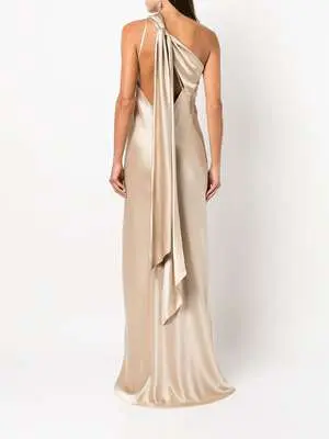 Michelle Mason Side-slit One-shoulder Gown