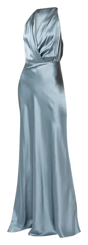 Michelle Mason Draped Halterneck Gown - Blue