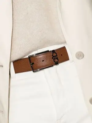 FERRAGAMO Gancini Leather Belt - Brown