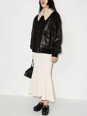 Khaite Shearling-trim Leather Jacket - Black